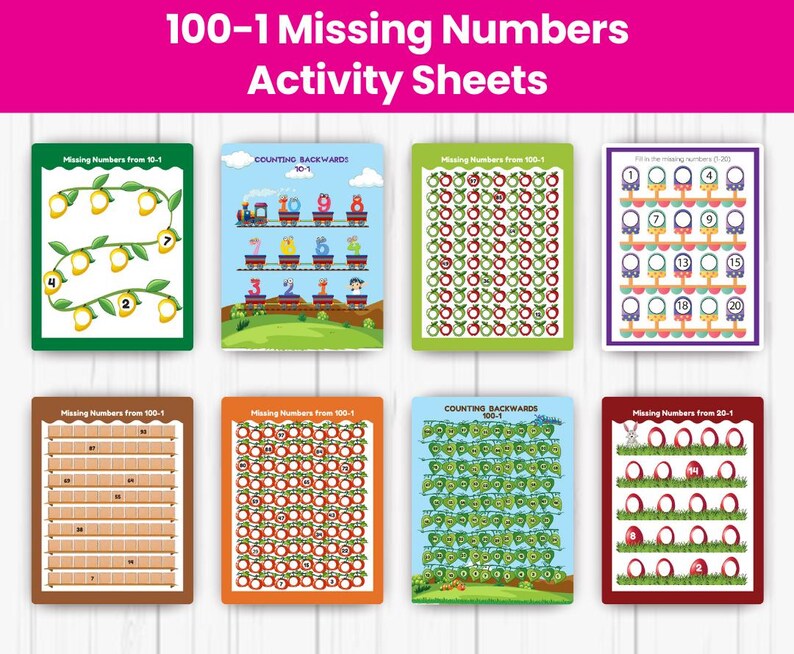 Counting Backwards Missing Numbers Game 100-1, Fun Educational Activity ...