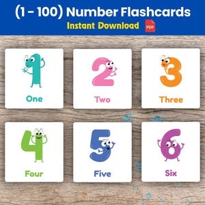 Number Flashcards 1-100: Early Math Homeschool (digital Download) - Etsy