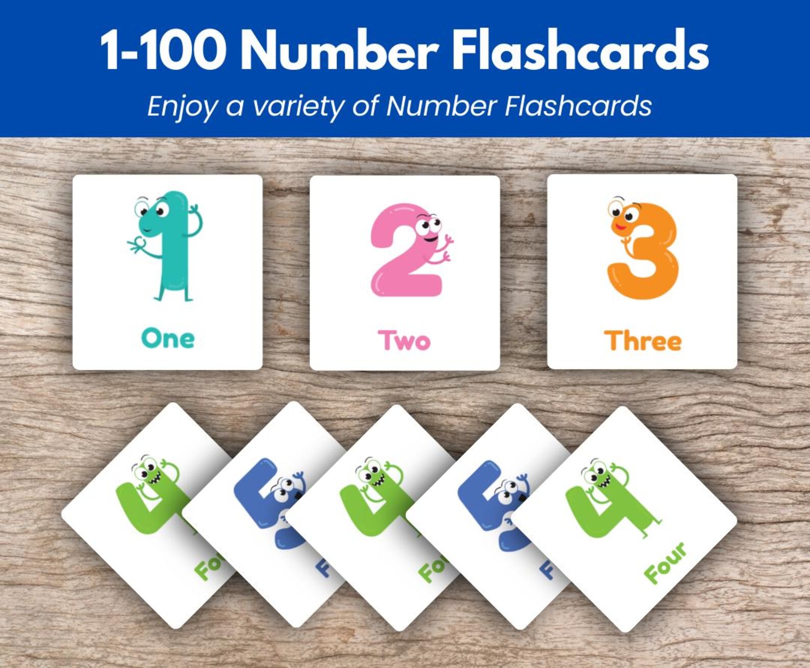 Number Flashcards 1-100: Early Math Homeschool (digital Download) - Etsy