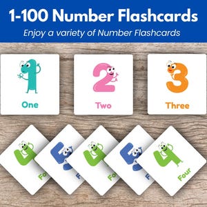 Number Flashcards 1-100: Early Math Homeschool (digital Download) - Etsy