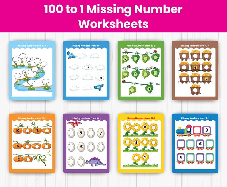 Counting Backwards Missing Numbers Game 100-1, Fun Educational Activity ...