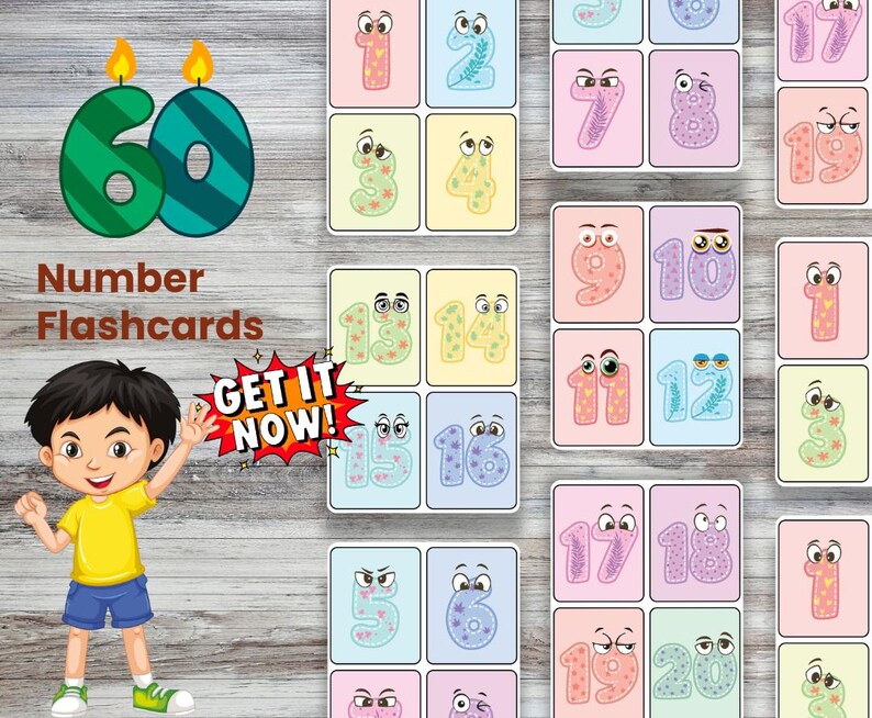 Number Flashcards (1-20) – Preschool & Toddler Learning, Montessori ...