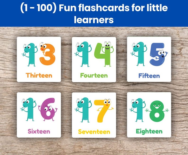 Number Flashcards 1-100: Early Math Homeschool (digital Download) - Etsy