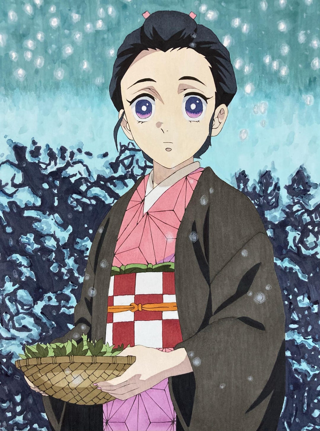 Demon Slayer Nezuko Komado Drawing Painting Marker Copic Anime Handmade ...