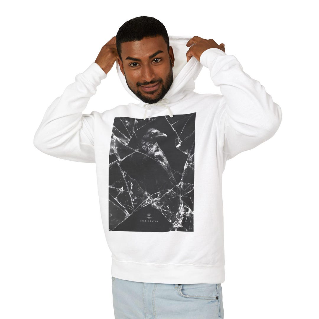 Noctis Raven Broken Glass Raven Hoodie | Dark Gothic Crow Art | Black ...
