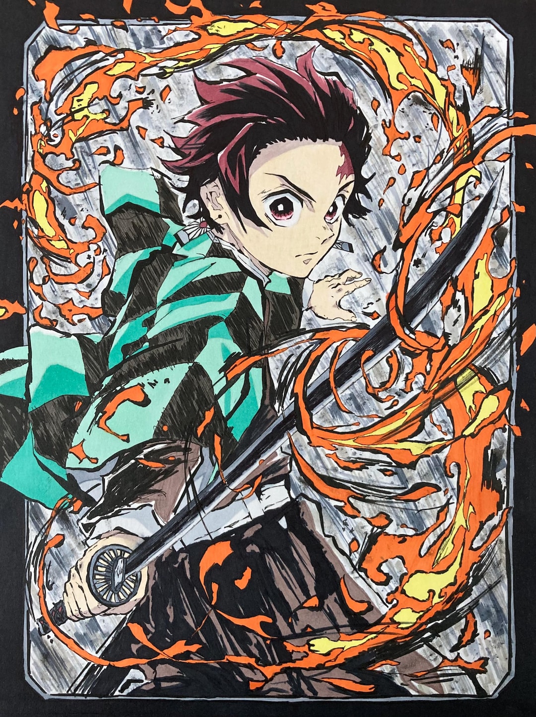 Demon Slayer Tanjiro Kamado Drawing Painting Marker Copic Anime ...