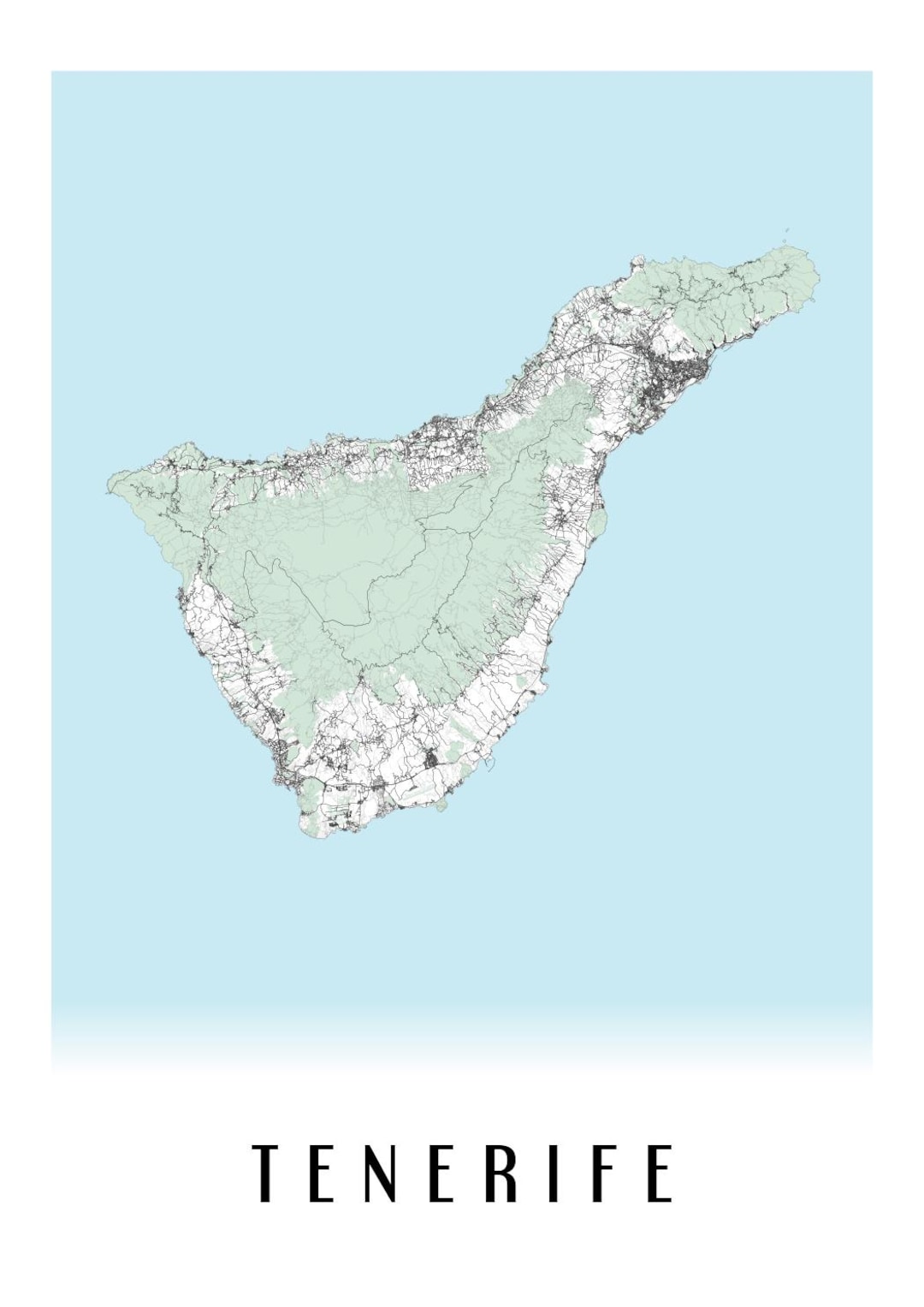 Ultra-detailed Map of Tenerife in Very High Definition | Clean Style ...