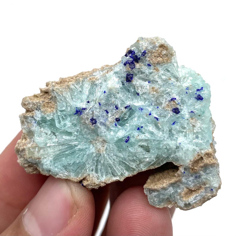 Flower Aragonite With Blue Azurite , Afghanistan Mineral Specimen ...