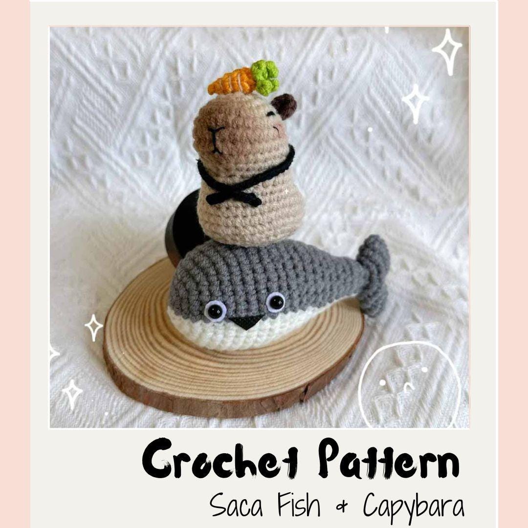 2 in 1 Saca Fish Capybara Crochet Pattern Very Low Sew Sacabambaspis ...