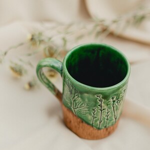Handmade Green Grass Ceramic Mug – Nature Inspired Pottery Cup for ...