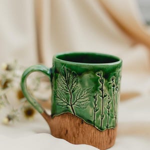 Handmade Green Grass Ceramic Mug – Nature Inspired Pottery Cup for ...