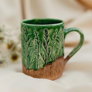 Handmade Green Grass Ceramic Mug – Nature Inspired Pottery Cup for ...
