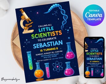 Editable Mad Science Experiment Birthday Invitation, Science Experiment ...