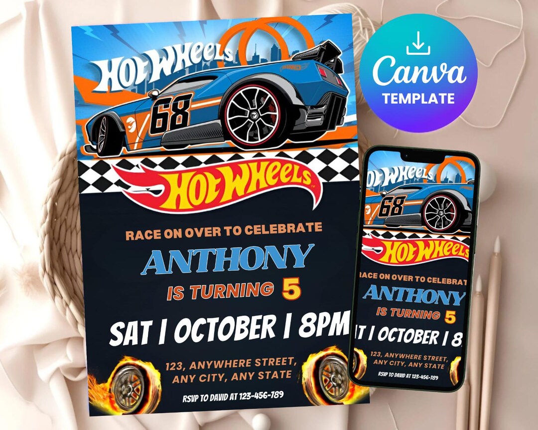 Hot Wheels Birthday Invitation: Race Car Party (digital Download) - Etsy