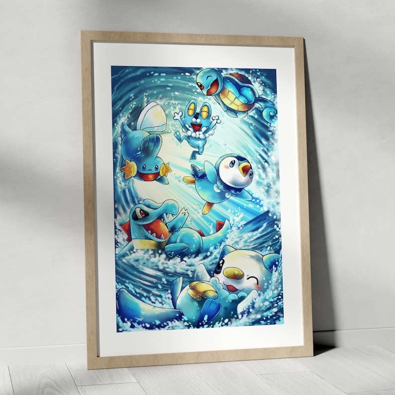 Water Pokemon Poster, Squirtle Poster, Pokemon Wall Art,digital Pokemon ...