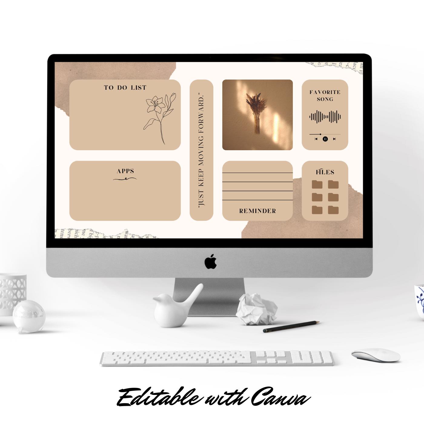 Minimalist Desktop Organizer Wallpaper: Positive Affirmations (digital ...