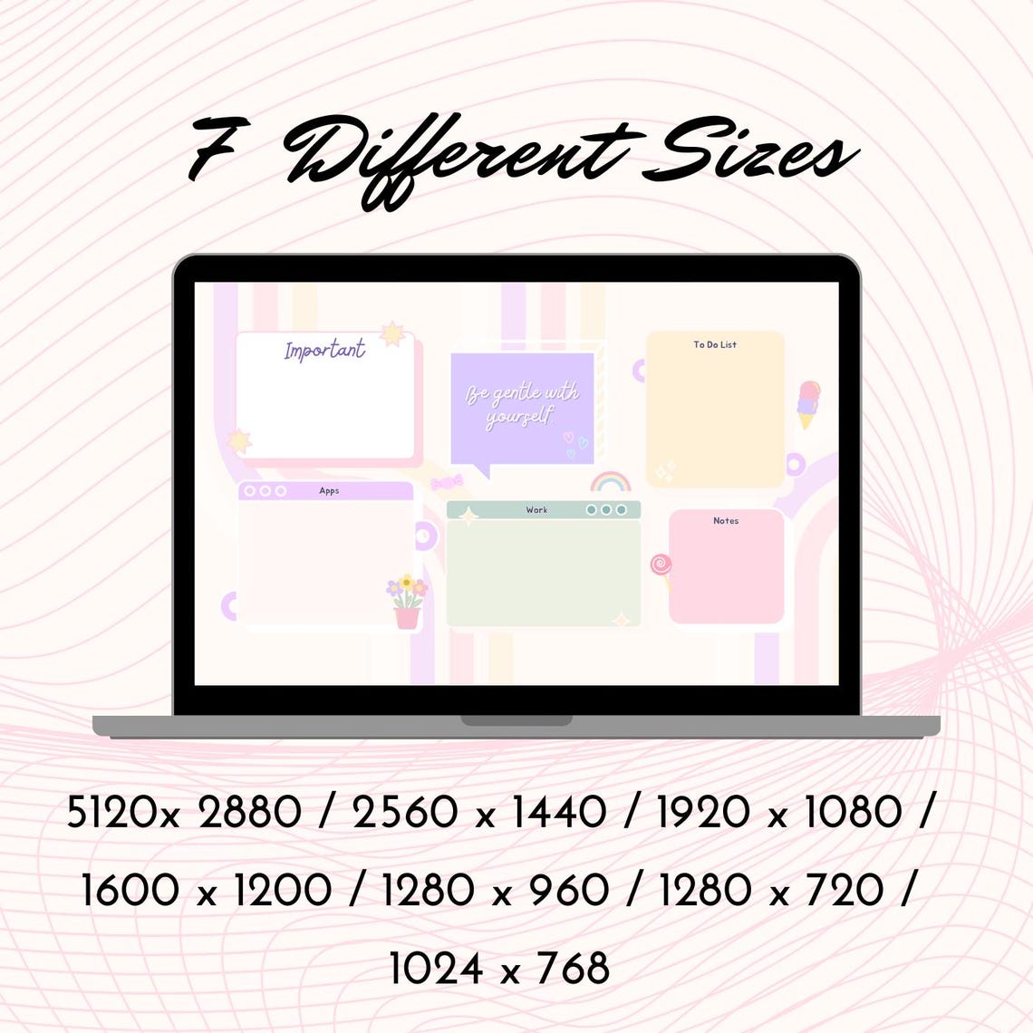 Aesthetic Desktop Organizer Wallpaper - Cute Digital Wallpaper With ...