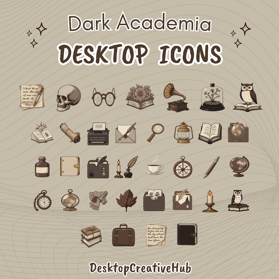 Dark Academy Desktop Icons, Icon Set, Goth Folder Icons, Windows Icons ...