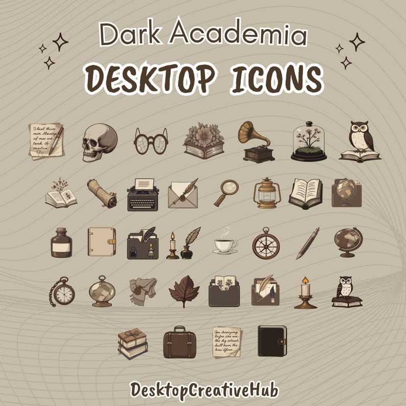 Dark Academy Desktop Icons, Icon Set, Goth Folder Icons, Windows Icons ...