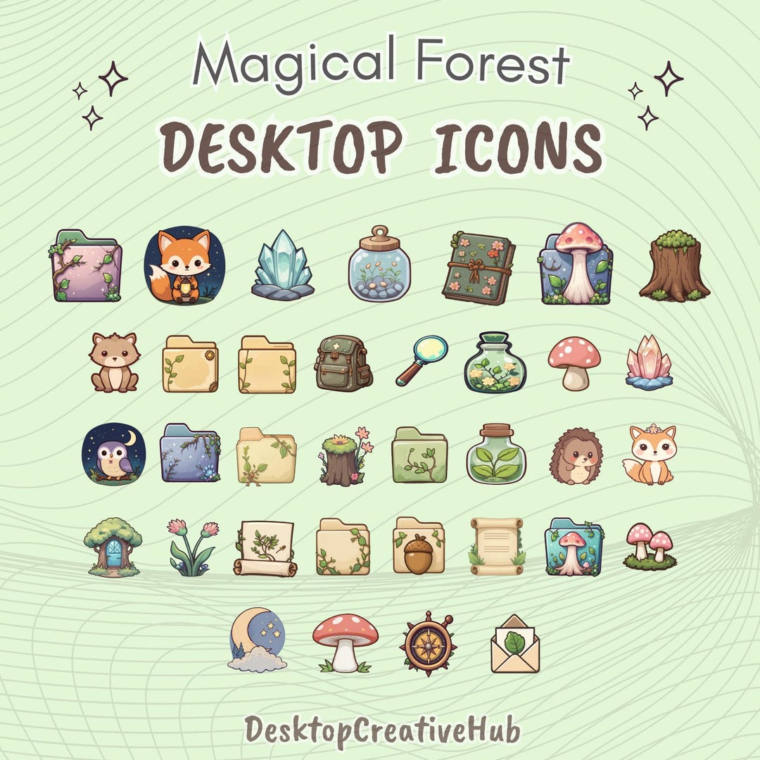 Magic Forest Desktop Icons, Cottagecore Folder Set (digital Download ...