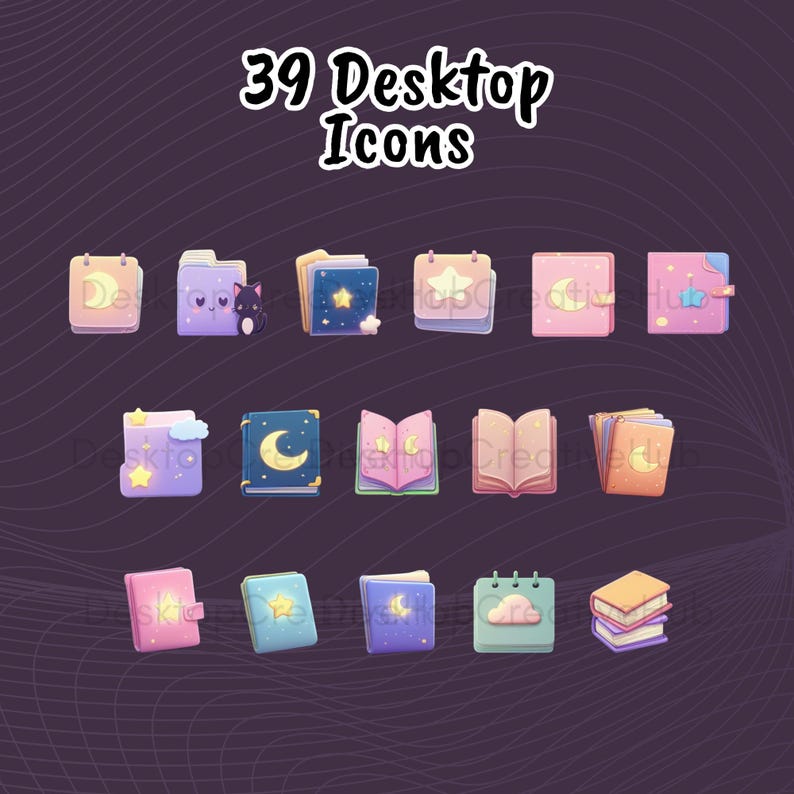 Midnight Cat Desktop Icons, Icon Set, Cat Folder Icons, Windows Icons ...