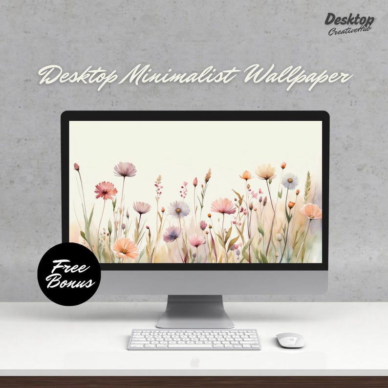 Wildflower Desktop Wallpaper, Cozy Wildflowers Watercolor, Floral ...