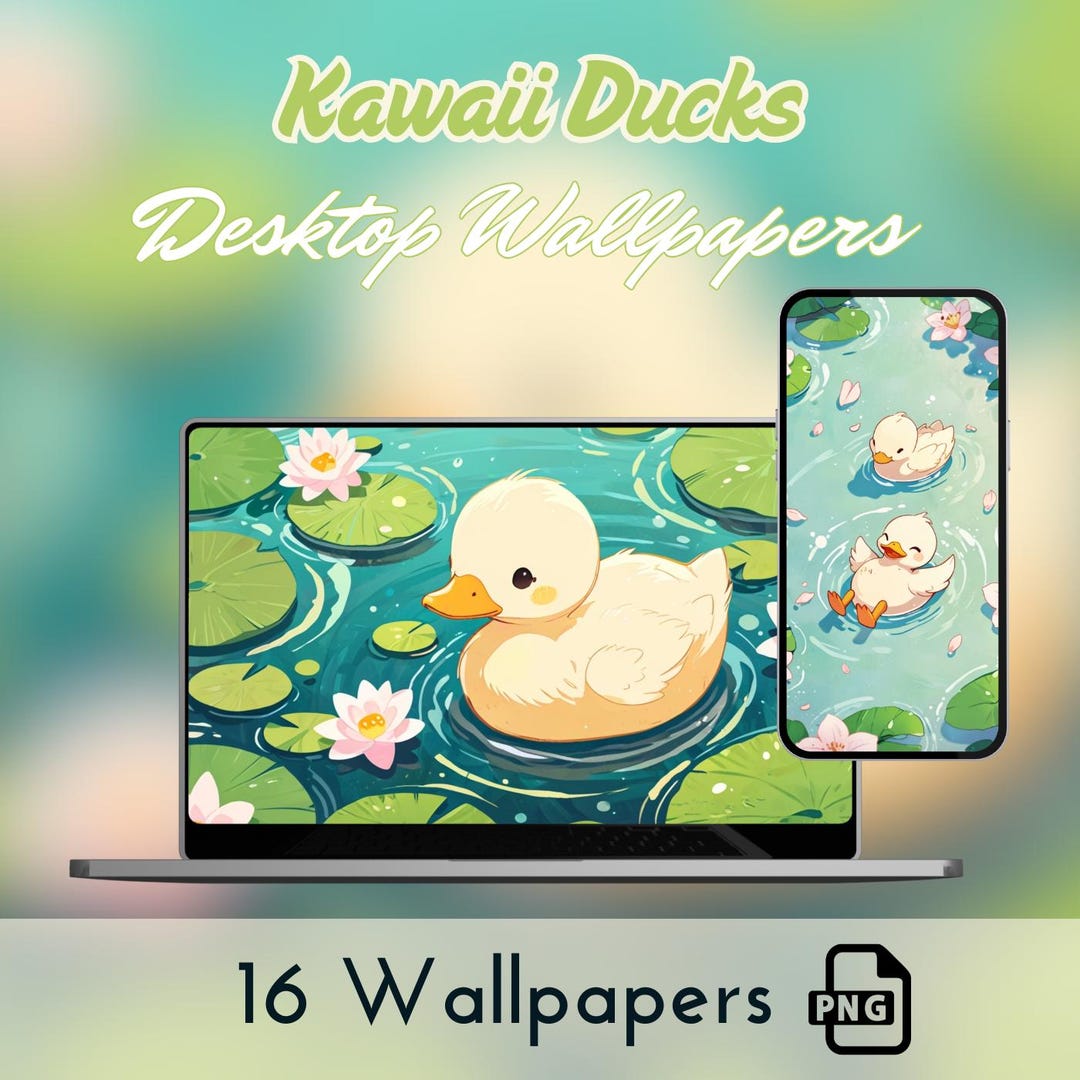 Kawaii Duck Wallpaper, Pastel Pond Background (digital Download) - Etsy UK