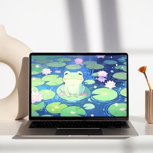 Cute Frog Desktop Wallpaper, Cute Screensaver, Kawaii Wallpaper, Phone ...