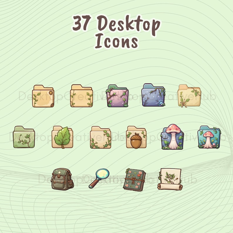 Magic Forest Desktop Icons, Cottagecore Folder Set (digital Download ...