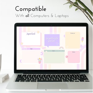 Aesthetic Desktop Organizer Wallpaper - Cute Digital Wallpaper With ...