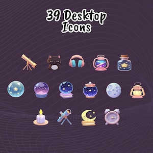 Midnight Cat Desktop Icons, Icon Set, Cat Folder Icons, Windows Icons ...