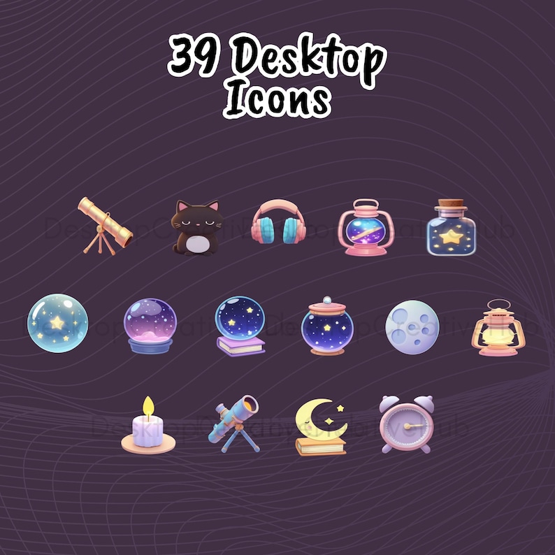 Midnight Cat Desktop Icons, Icon Set, Cat Folder Icons, Windows Icons ...