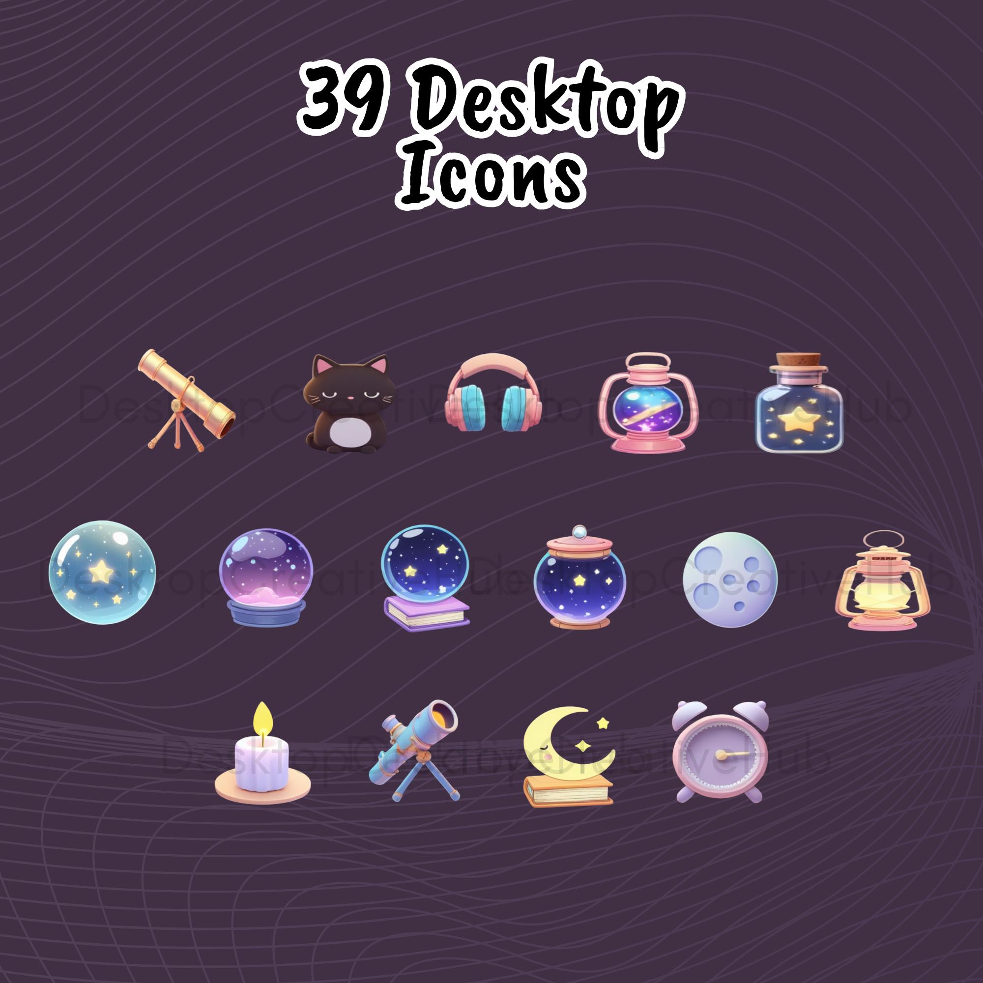 Midnight Cat Desktop Icons, Icon Set, Cat Folder Icons, Windows Icons ...