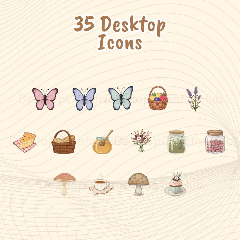 Cottagecore Desktop Icons, Pastel Folder Icon Pack (digital Download ...