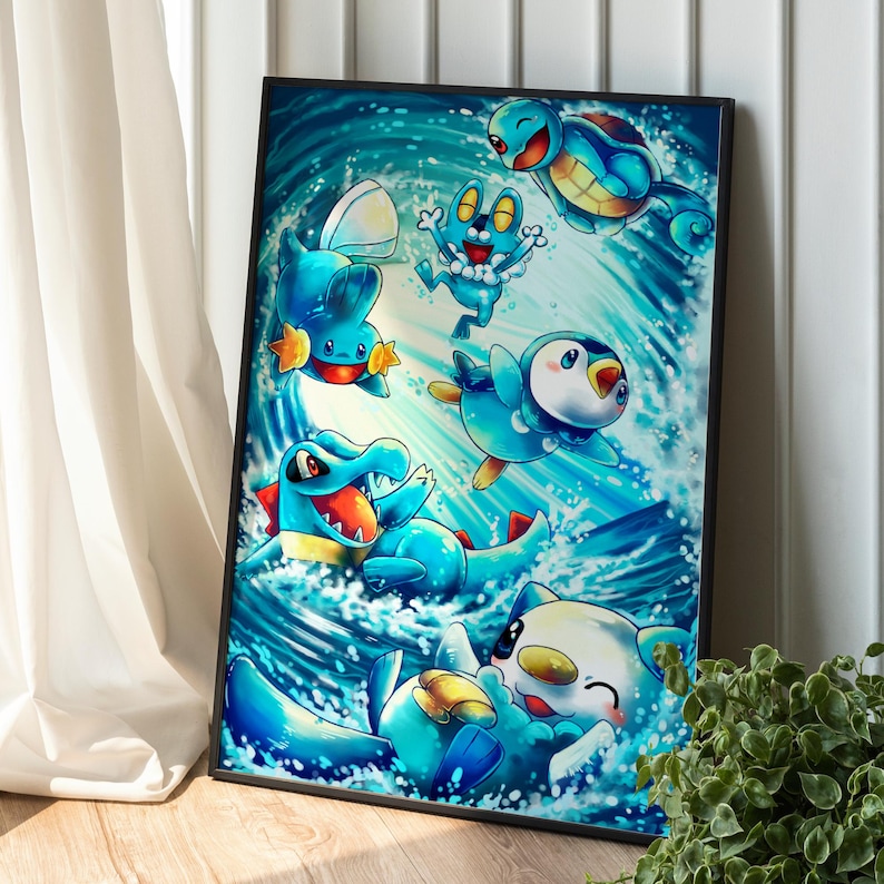 Water Pokemon Poster, Squirtle Poster, Pokemon Wall Art,digital Pokemon ...