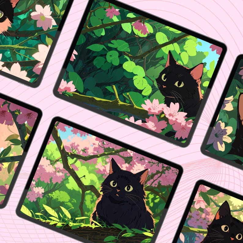 Sakura Cat Lofi, Desktop Wallpaper, Pink Wallpapers, Pink Sakura ...