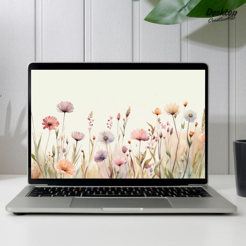 Wildflower Desktop Wallpaper, Cozy Wildflowers Watercolor, Floral ...