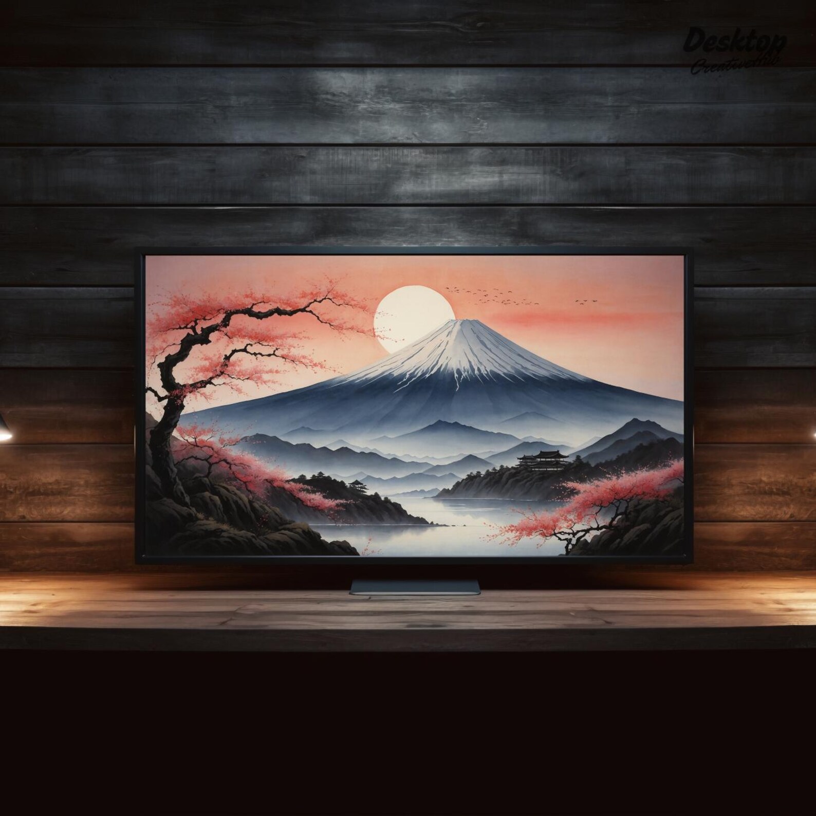Mount Fuji Sumi-e Art Wallpaper: Japanese Sunrise (digital Download) - Etsy