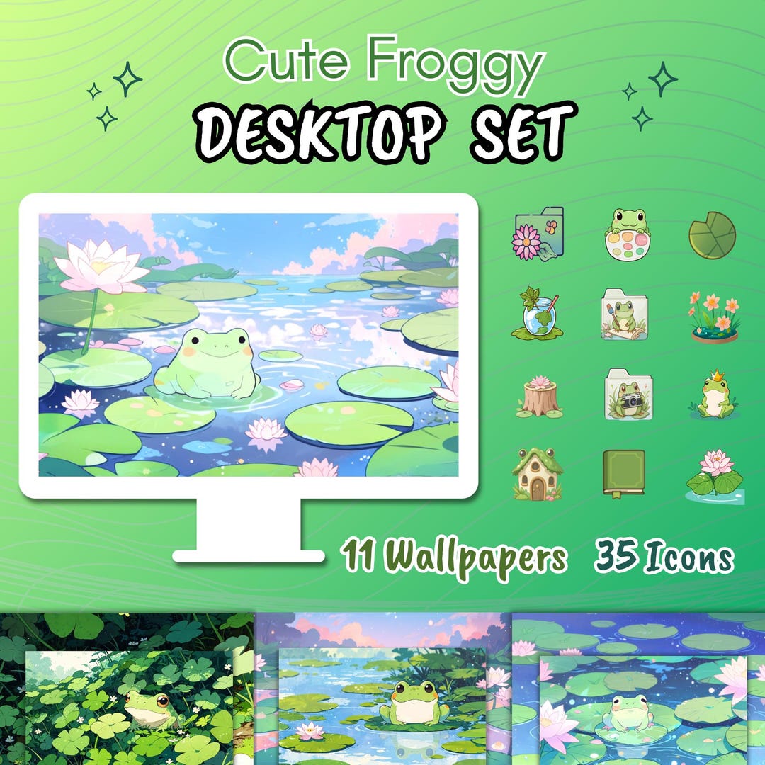 Cute Frog Desktop Set, Desktop Wallpapers, Icons Folders, Froggy ...