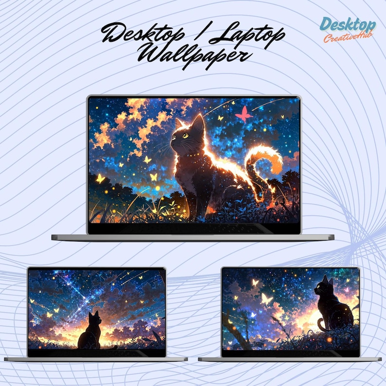 Whimsical Cat Wallpaper: Pastel Anime Desktop & Phone Backgrounds ...