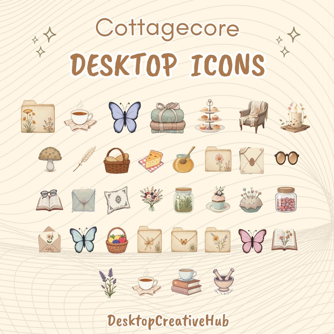 Cottagecore Desktop Icons, Pastel Icon Pack, Aesthetic Folder Icons ...