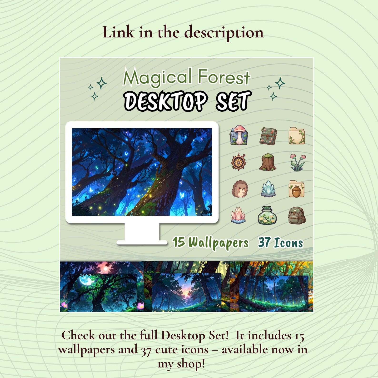 Magic Forest Desktop Icons, Cottagecore Folder Set (digital Download ...