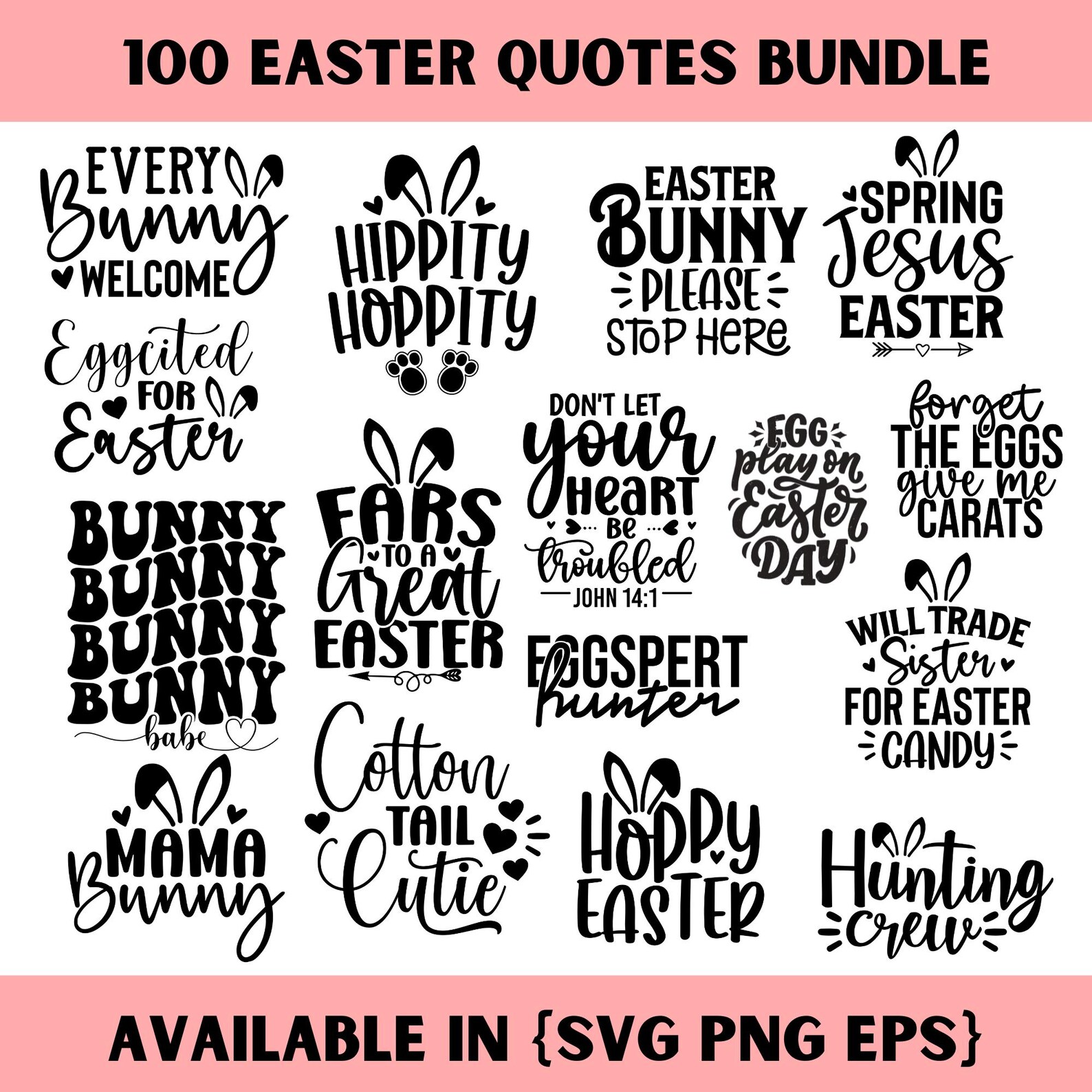 100 Easter Quotes Bundle Svg Png Eps| Easter Sayings Bundle| Easter ...