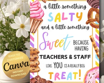 EDITABLE Salty and Sweet Appreciation Sign, Teacher Thank You Treat ...