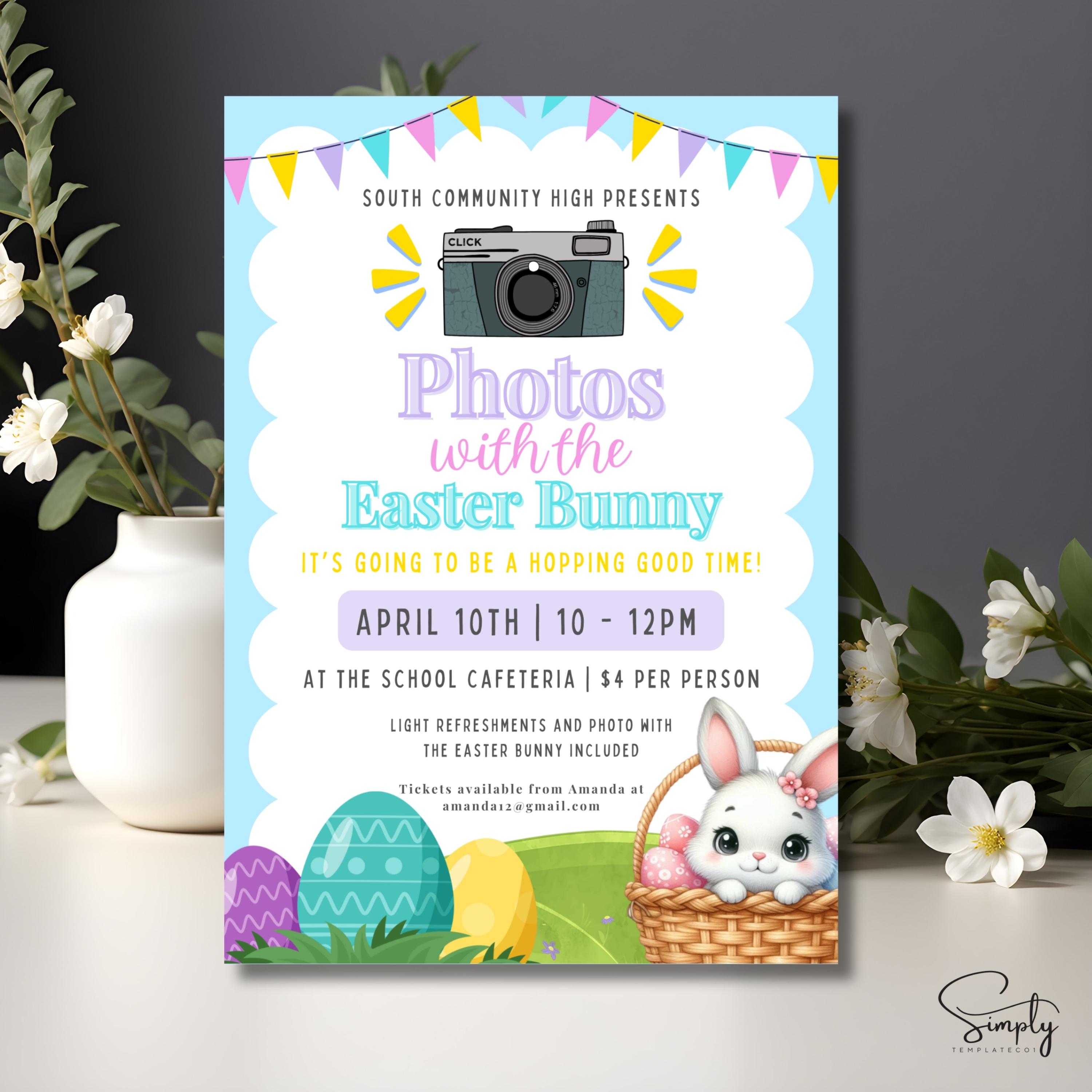 Photos With the Easter Bunny Flyer Template PTO Easter School ...