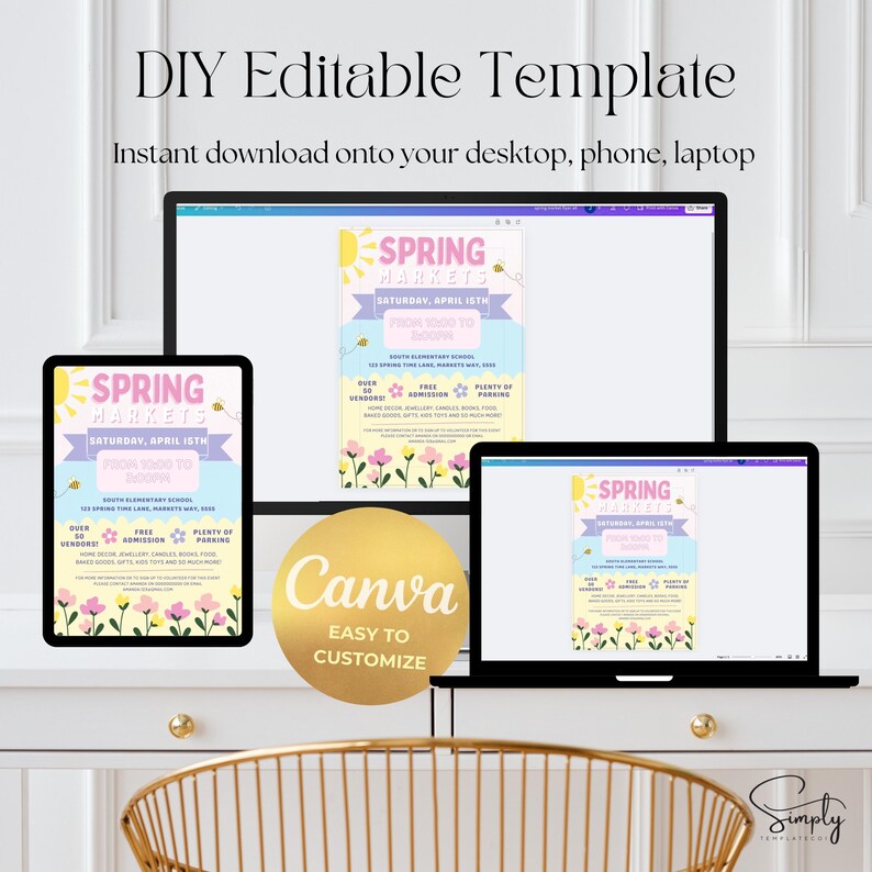 Spring Market Flyer Editable Template, Easter Festival, Spring School ...