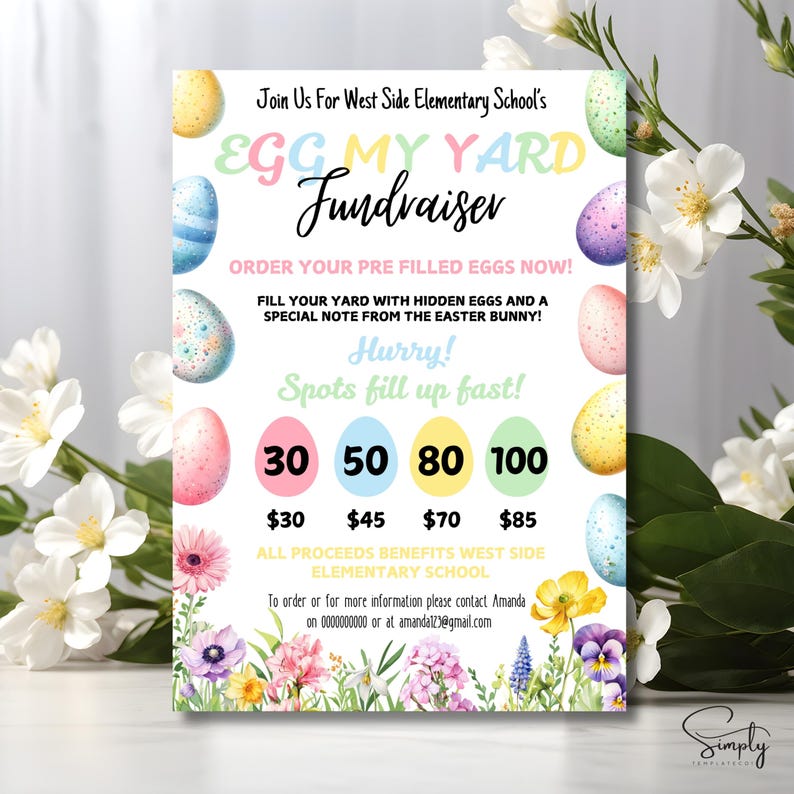 EGG MY YARD Fundraiser Flyer, School Easter Flyer, Teacher Appreciation ...