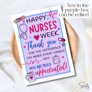 Nurse Week Sign Printable Appreciation Nurse Thank You Flyer Nurses ...