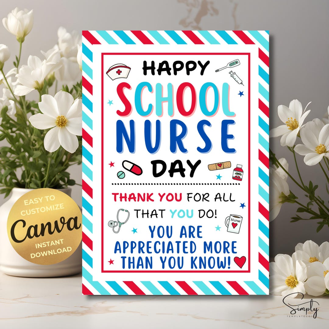 School Nurse Day Poster Printable School Nurse Appreciation Day Sign ...