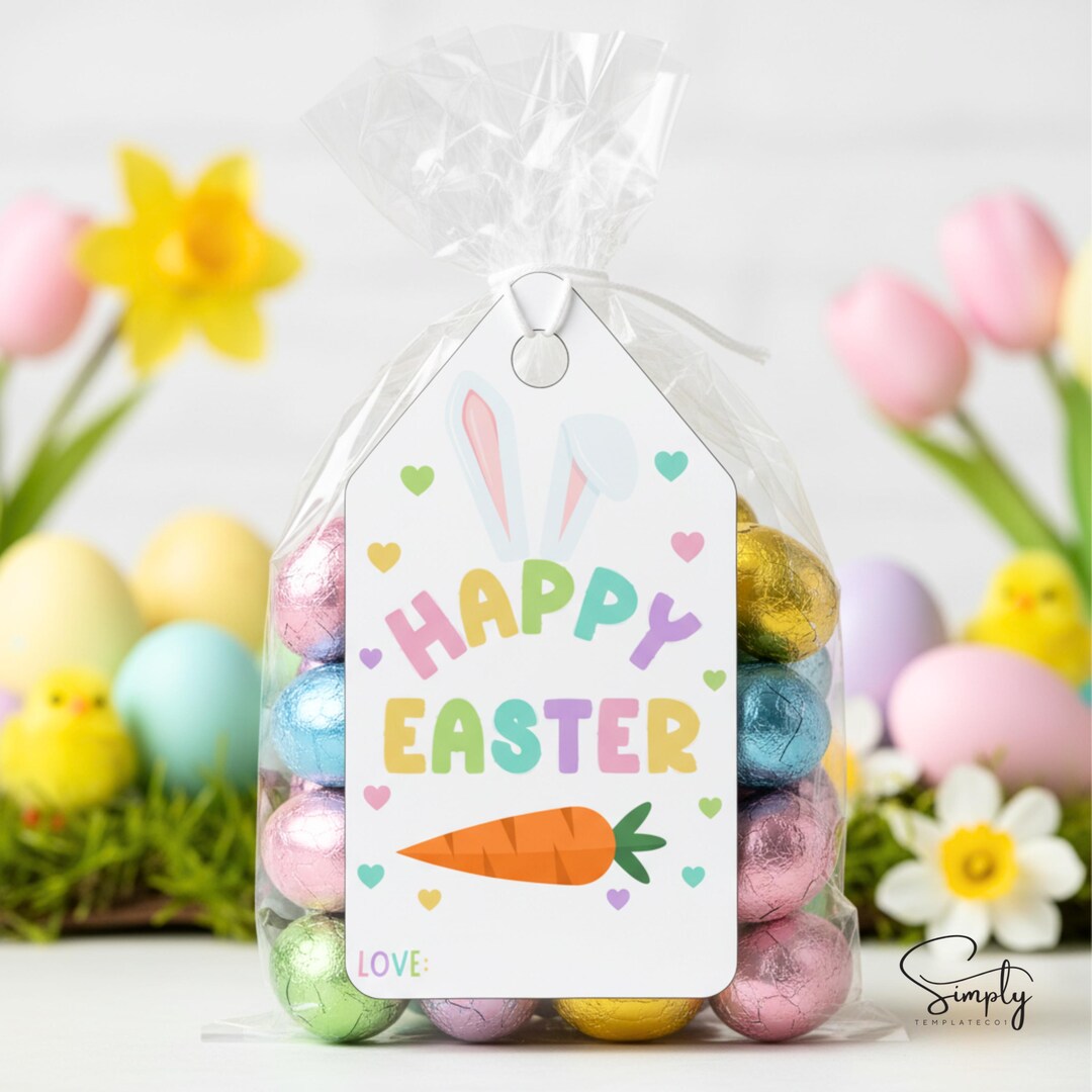 Printable Easter Gift Tags, Easter Bunny Cookie Tags, Easter Treat Tags ...